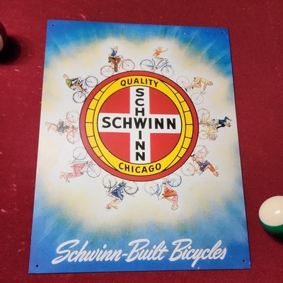 VINTAGE Schwinn Quality DEALER Schwinn Built Bicycles 16” X 12” Steel ...