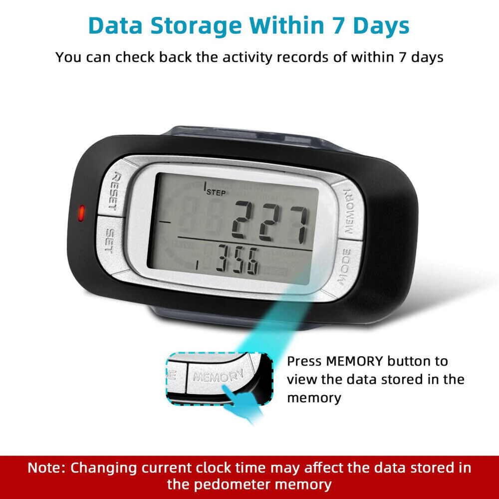 3D Sensor LCD Pedometer Step Walking Distance Calorie Counter Jogging ...