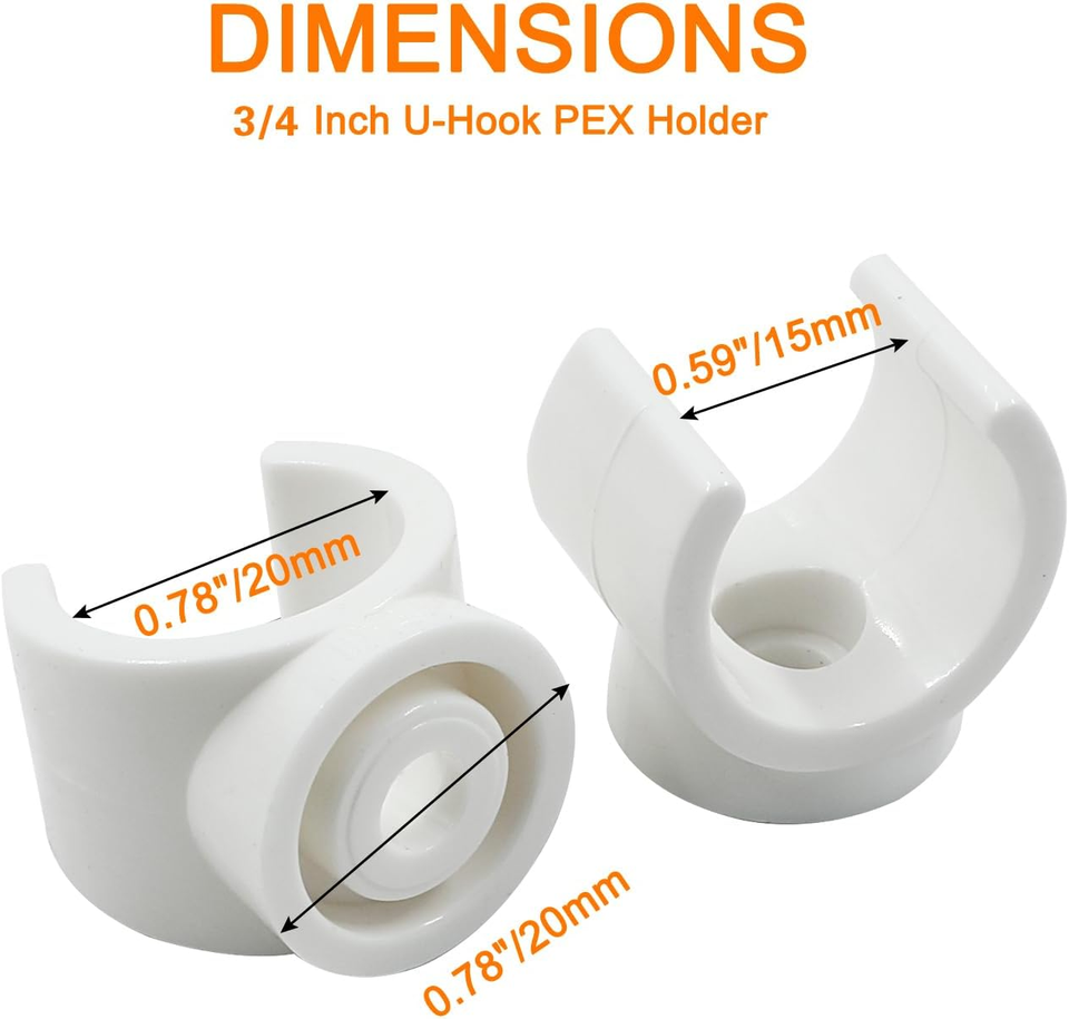 3/4 Inch PEX Pipe Clamps, 20Mm PVC Pipe Holder, Plastic U-Hook PEX Pipe ...