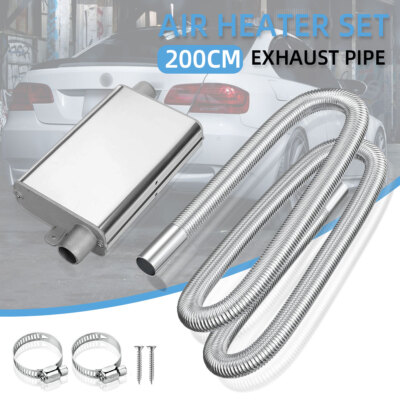 200CM 25MM CAR AIR HEATER DIESEL EXHAUST PIPE HOSE & SILENCER STAINLESS ...