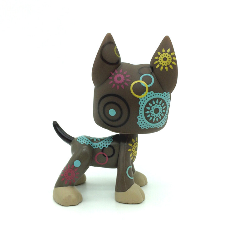 Littlest Pet Shop Tattoo Brown Chocolate Flowers Great Dane Dog Puppy ...