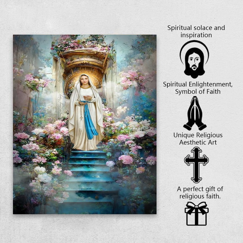 Our Lady Of Lourdes Poster Art Print, Christianity Home Decor | eBay
