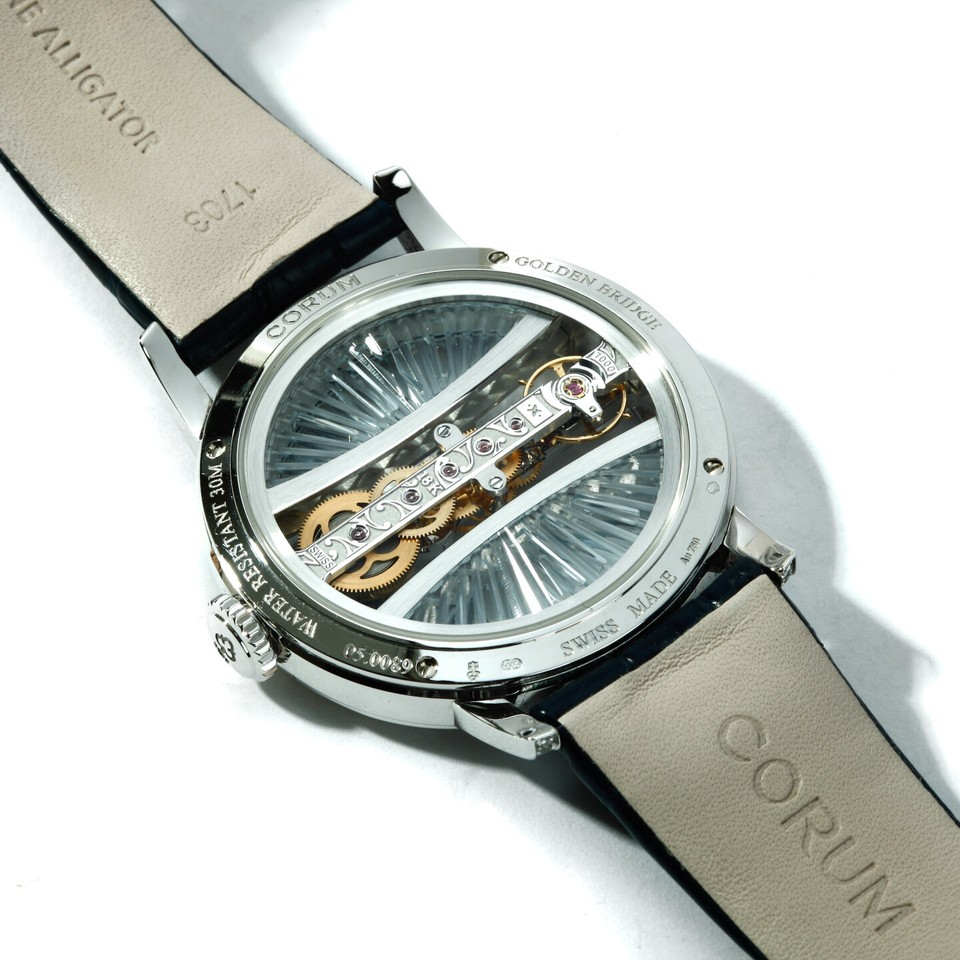 Corum Golden Bridge Round 39mm Diamond Skeleton Dress Watch B113/03169 ...