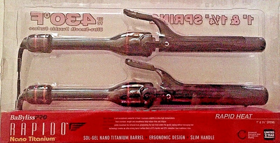 BaByliss PRO 1" And 1 1/4" Nano Titanium Spring Curling Irons Set 430F ...