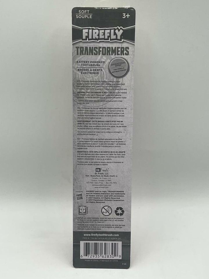 Transformers Battery Powered Soft Toothbrush with Firefly Rotating ...