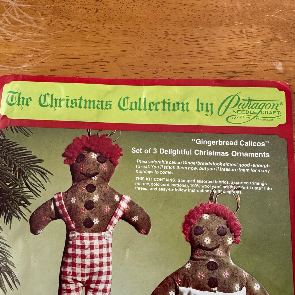 Vintage Paragon GIngerbread Calicos Fabric Christmas Tree Ornaments Kit ...