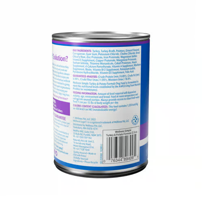 12.5 oz Wellness Grain-Free Limited-Ingredient Turkey & Potato Wet Dog ...