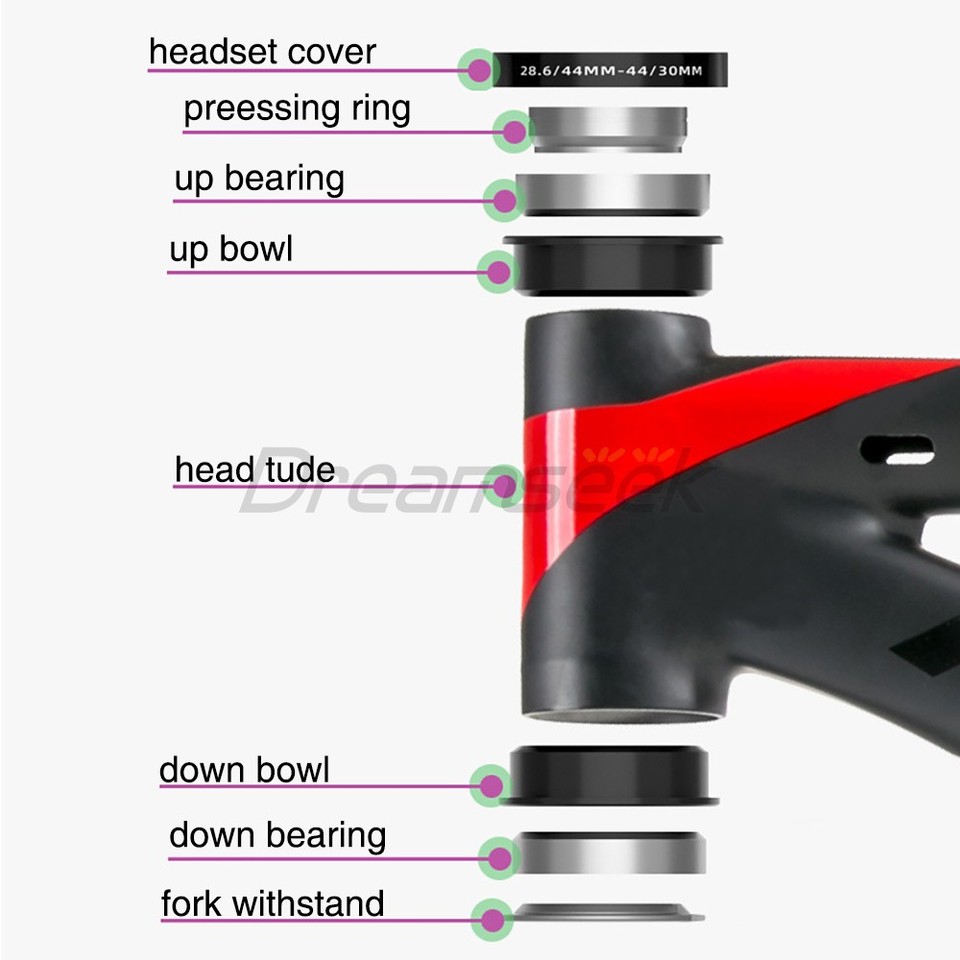 Bicycle Headset Bike Threadless External Bearing Fork Stem Steerer Cap ...