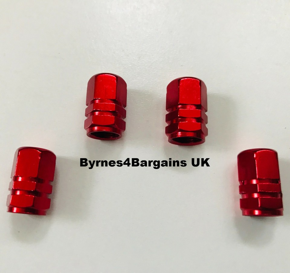 X 4 Tyre Valve Dust Caps Hex Car Bike Motorcycle Alloy UK Seller FITS ...