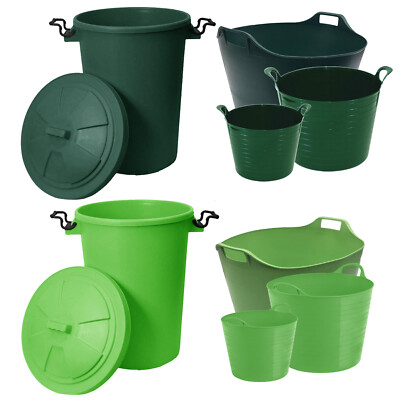50L Dustbin Kitchen Garden 20L 40L 75L Flexi Storage Tubs Dark / Lime ...