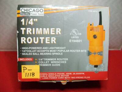 BRAND NEW CHICAGO ELECTRIC POWER TOOLS 1/4" TRIMMER ROUTER 120V 400W ...