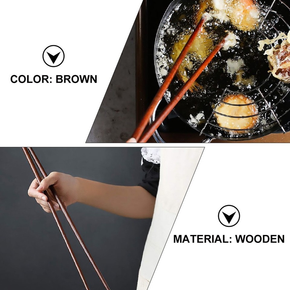 1 Pair Wooden Long Cooking Chopsticks Kitchen Noodles Frying Hot Pot ...