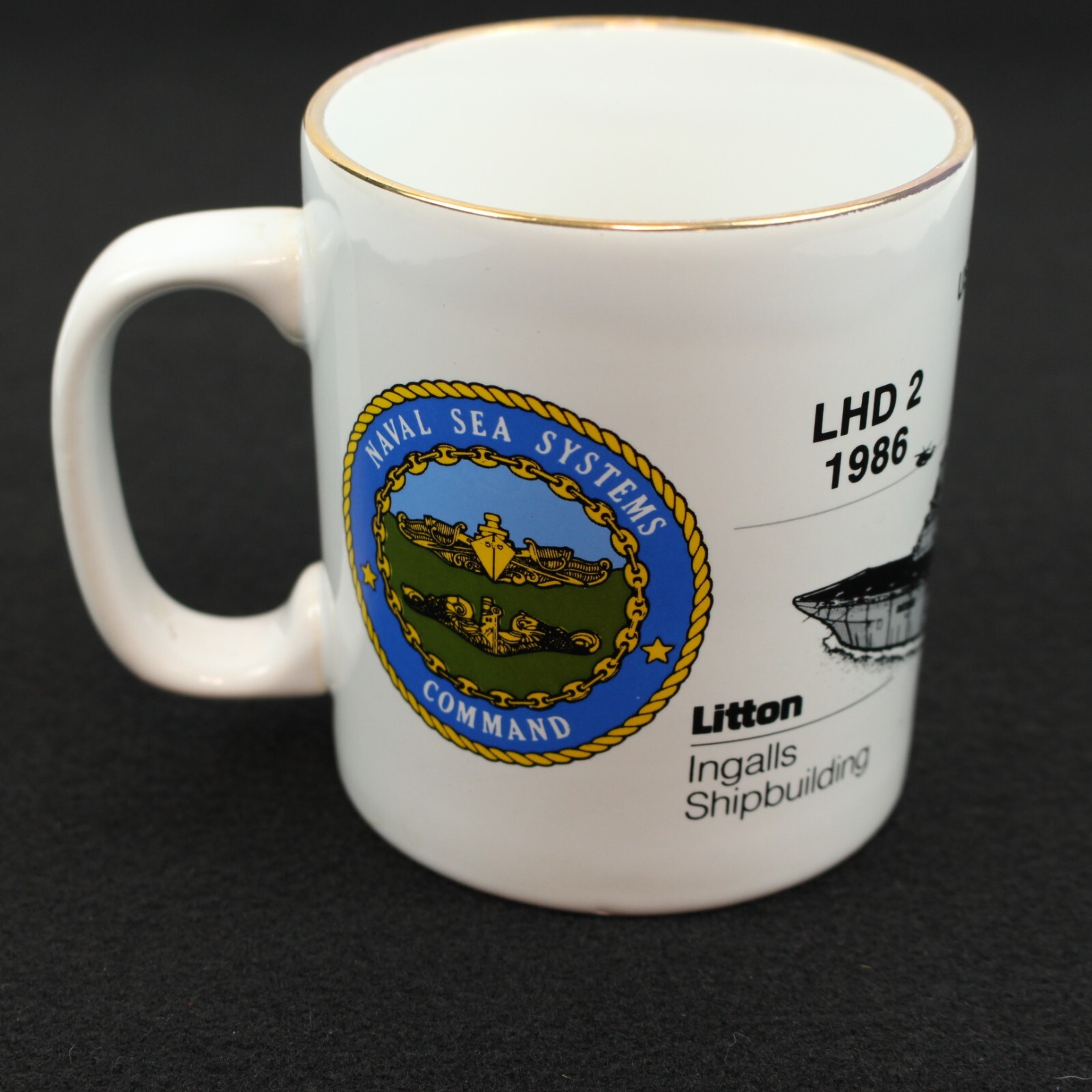 Marine Navy Coffee Cup USS ESSEX Ingalls Shipbuilding Mug Vintage 1986 ...