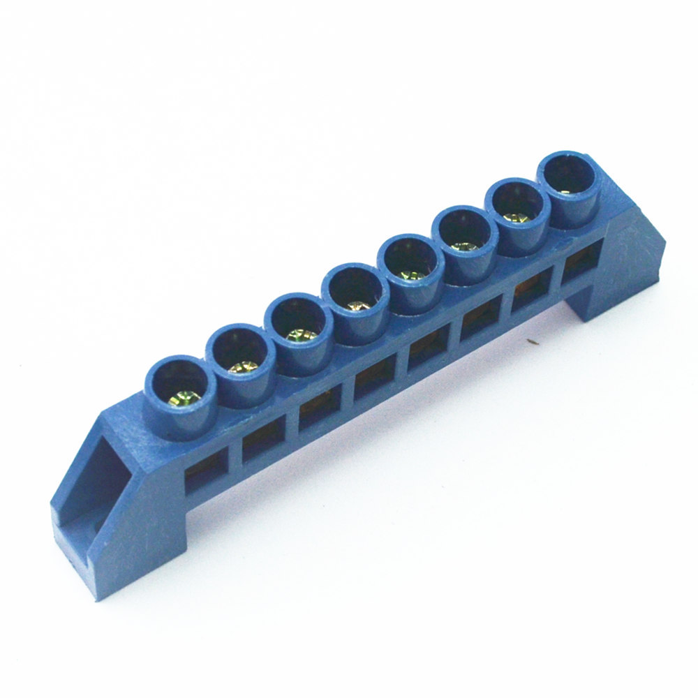 1Pcs 8 Hole Blue Screw Brass terminal block Earth And Neutral block ...