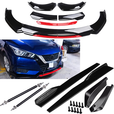 For NISSAN VERSA Front Rear Bumper Lip Spoiler+Splitter Body Kit Side ...