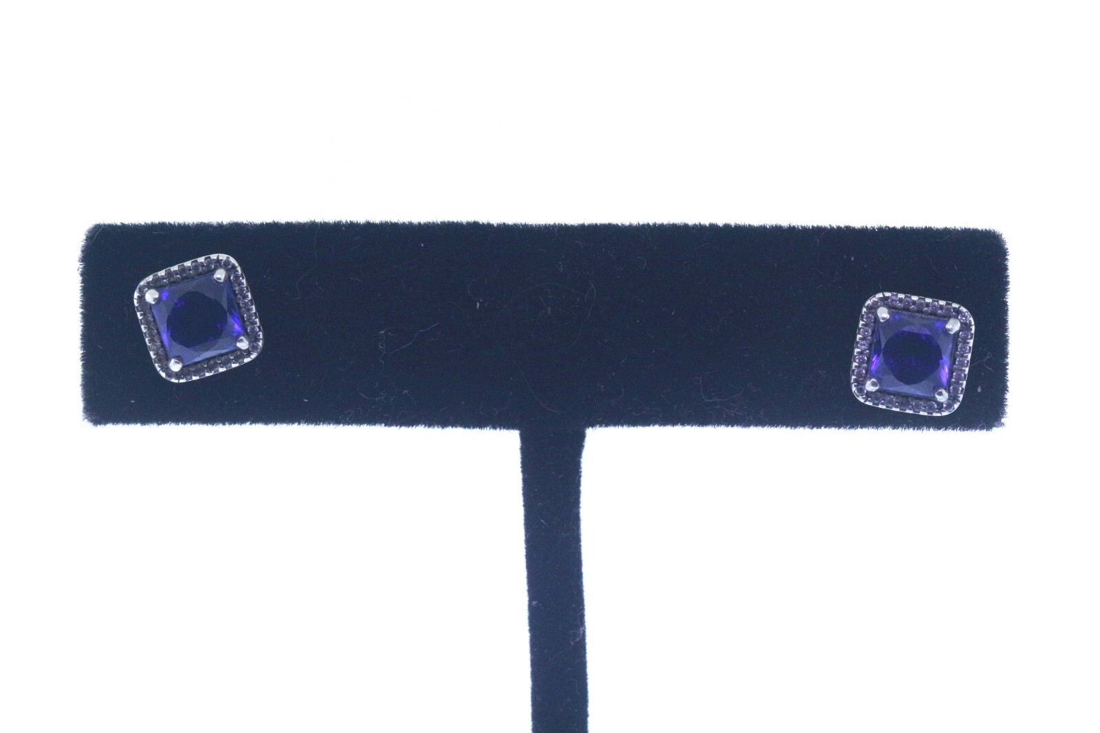 Pandora Blue Square Sparkle Halo Stud Earrings | eBay