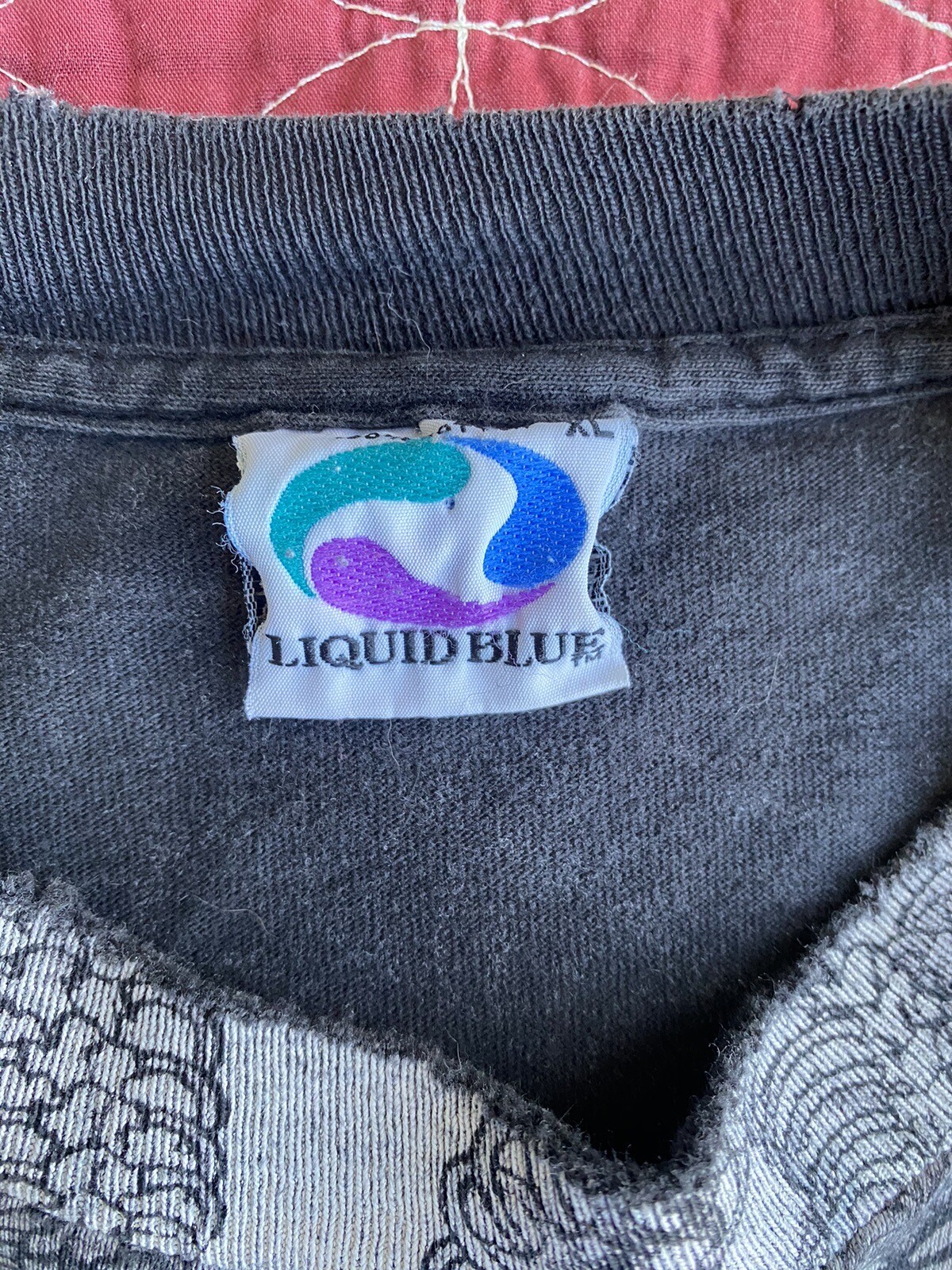 Vintage 1993 AOP Liquid Blue Medusa Snakes Skull Long… - Gem