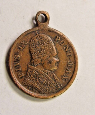 1877 Antique catholic papal medal PIUS IX PONT MAX ANNO L SACRI EPISC ...