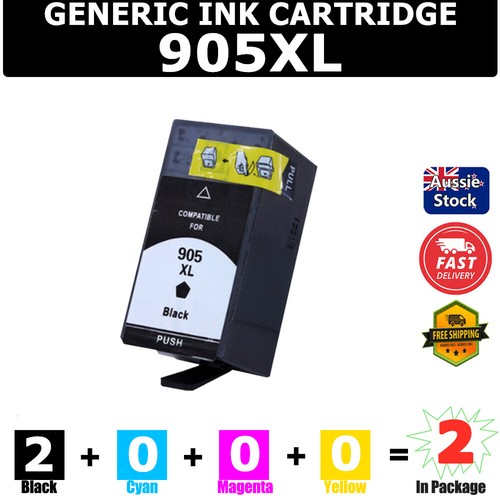 2X Generic 905XL HP905 BLACK Ink Cartridge For HP Officejet 6950 6956 ...
