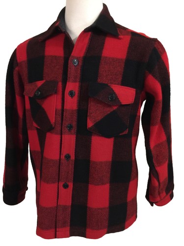 Mens L.L. Bean Tag Large Wool Blend Shirt Long Sleeve L/S Button Check ...