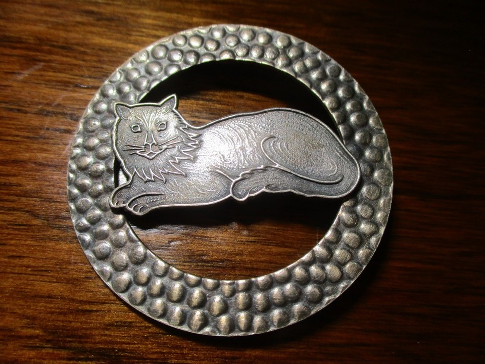 Vintage Antique French "PERSIAN CAT~BUMPY BORDER" Open White Metal ...