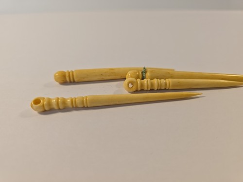 4 Antique Vintage Bone Celluloid? Sewing Awl, Needle, Bodkin, Or ...