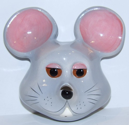 HTF VINTAGE BABBACOMBE DEVON ENGLAND POTTERY MOUSE HEAD WALL STRING ...