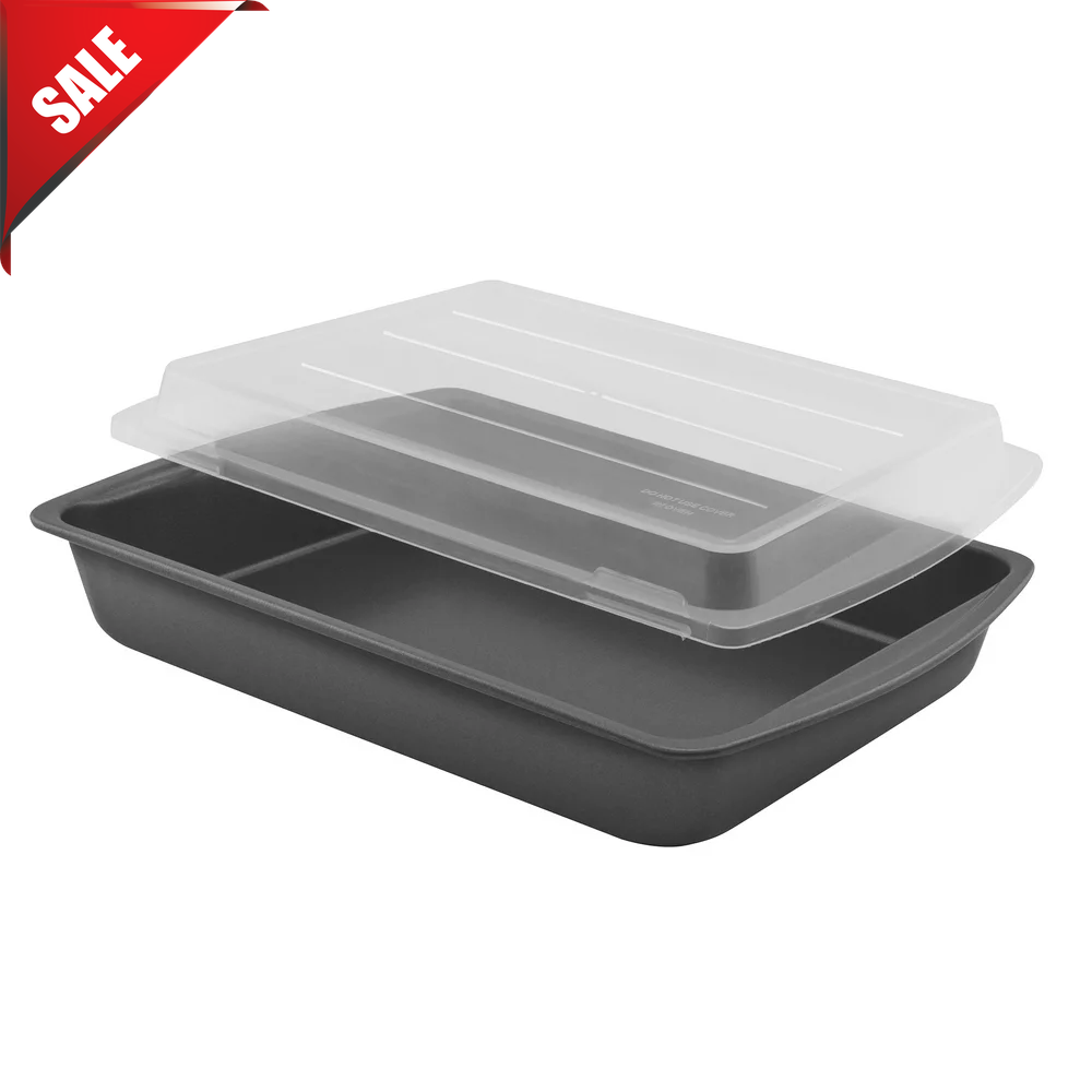 Mainstays 9X13 Baking Pan with Cover Plastic Lid Non Stick Cake Lasagna ...