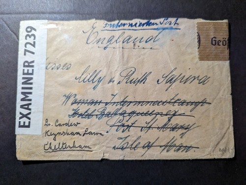 1941 Germany Internment Camp Cover to Womens Internment Camp Isle of ...