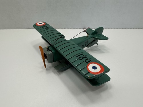VTG Small Green Painted Wooden Biplane Airplane Model 6” X 5” MS 454 ...