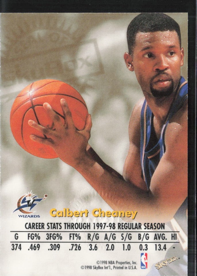 1998-99 Skybox Premium Calbert Cheaney Autographics Washington Wizards ...