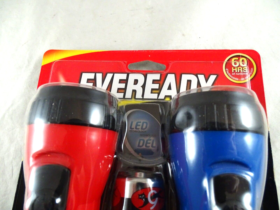 New Sealed 2 pk Pack Eveready LED Flashlight Set Red Blue 39800120830| eBay