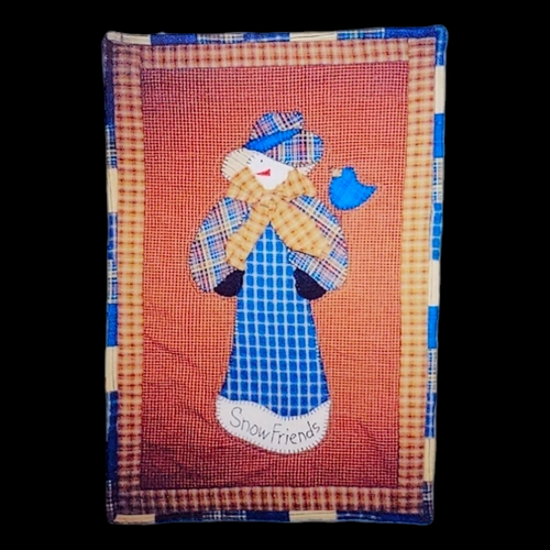 Snowman Applique Quilt Pattern - 14x22 Wall Hanging Plaid Country ...