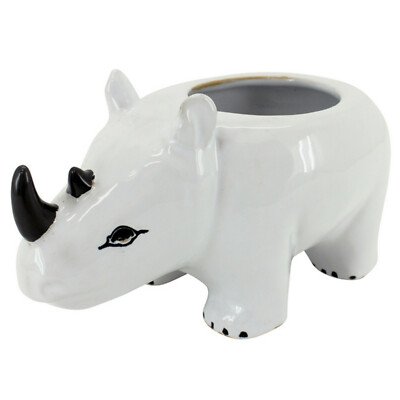 Rhinoceros Pot Planter Ceramic Rhino Approx 11cm H x 20cm L | eBay ...