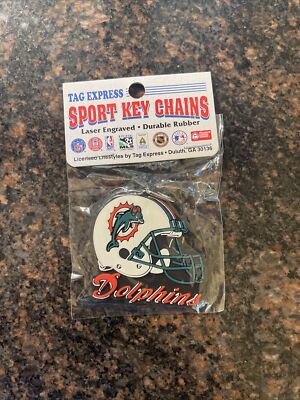 Vintage 1990's Tag Express Miami Dolphins NFL Football Rubber Key Chain ...