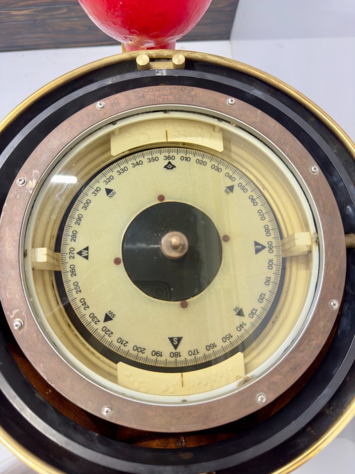 Nautical Ship Salvage C. Plath Wood & Brass Vintage Binnacle Compass ...