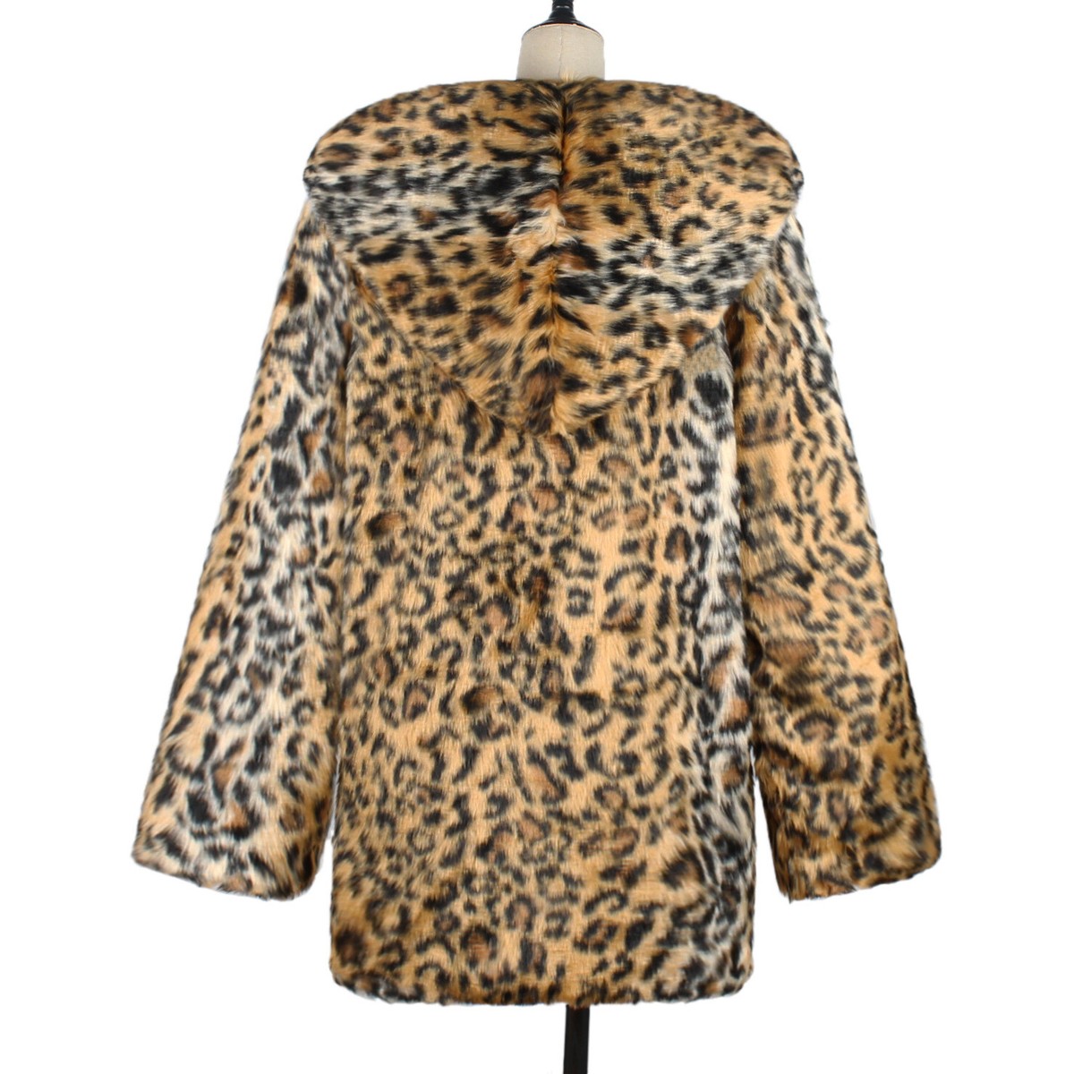 Canadian Classic Hooded Parka Coat In Leopard Faux Fur