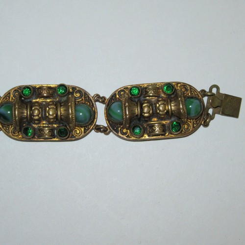 VTG Antique Art Deco Egyptian Revival Neiger Green Turquoise Czech ...