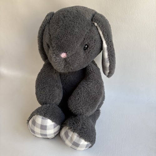 FAO SCHWARZ Gray Floppy Bunny Rabbit Plaid Ears 18" Plush Stuffed ...