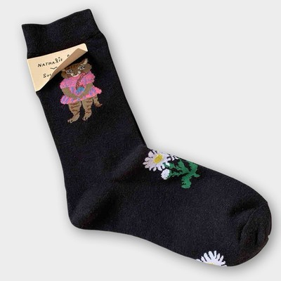 Natalie Lete socks Cat Ladies In black, free Size( Approx 23-27cm, US6 ...