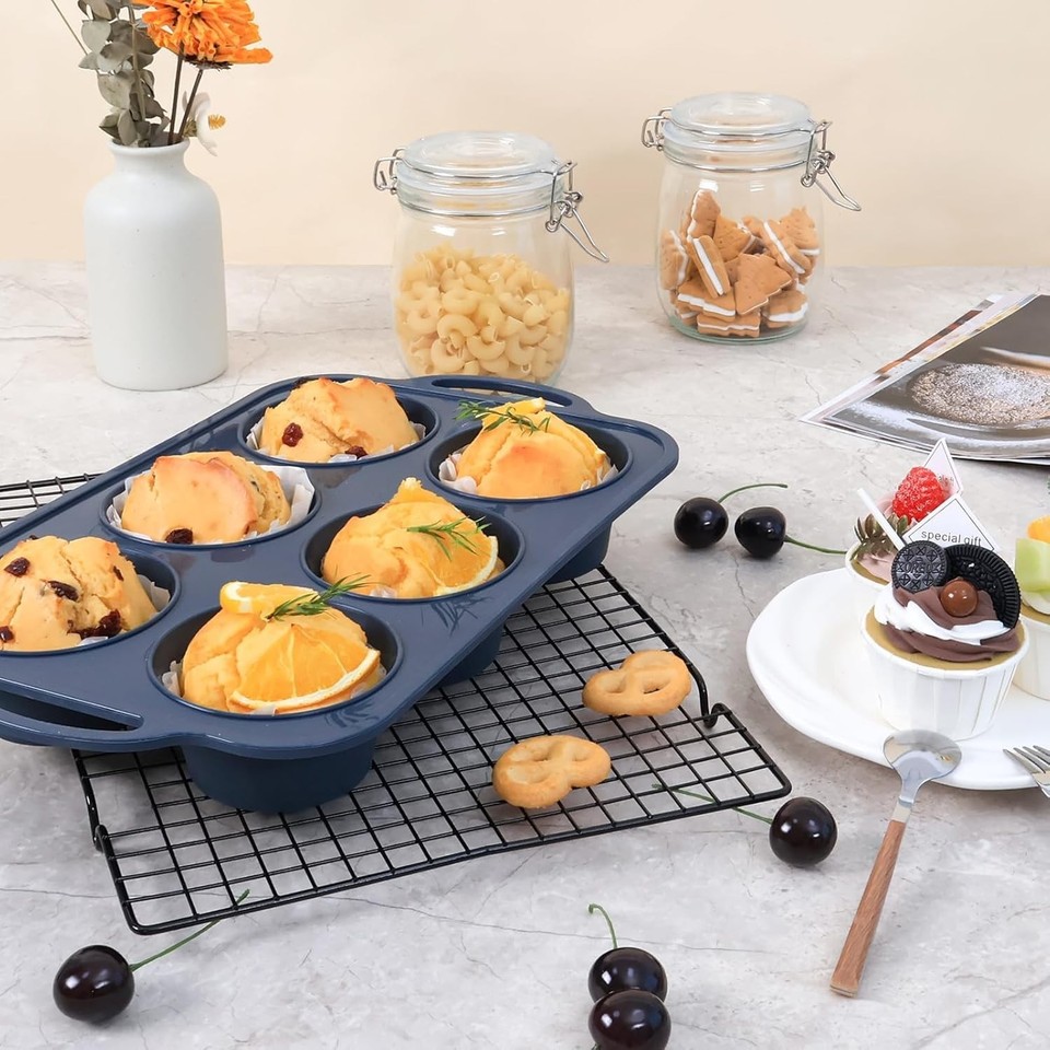 New Jumbo Silicone Muffin Pan with Metal Frame Non Stick Cupcake ...