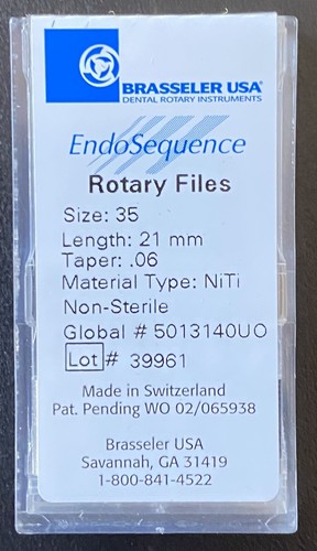 Brasseler Endosequence NiTi Rotary Files Size 35, Length 21mm, Taper ...