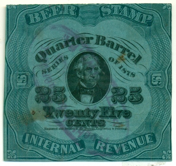 US #REA39f, 25¢ Beer Tax Stamp, dark blue paper, no plate number, Scott ...