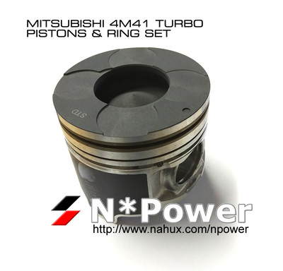 0.50mm+ PISTON & RING SET 4 FOR Mitsubishi 4M41 3.2L TURBO Pajero NM ...