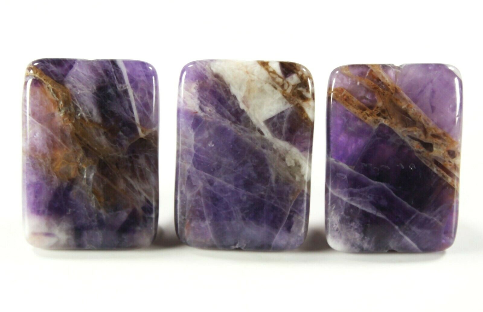 Three (3) Chevron Dogtooth Amethyst 35x25mm Rectangle Beads Dog Tooth ...