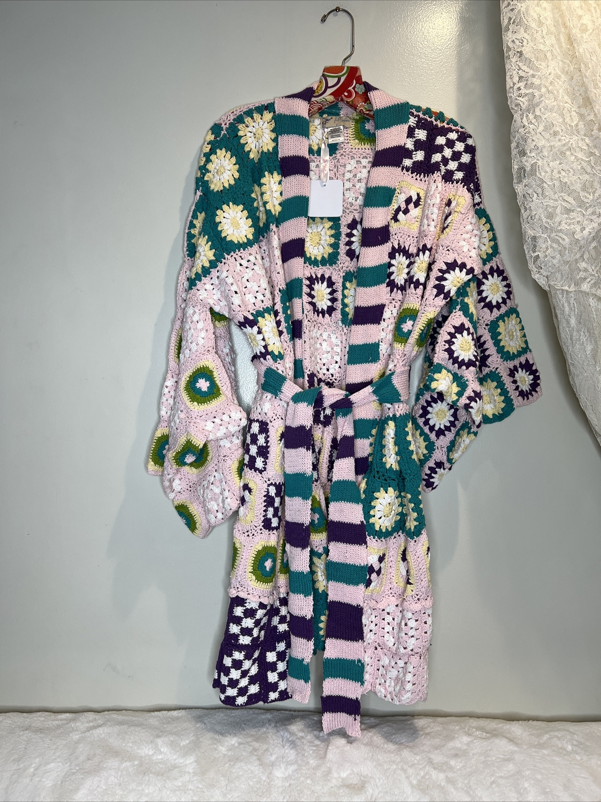 Free People Fillyboo Patchwork People Crochet Robe Unique Kimono Jacket ...