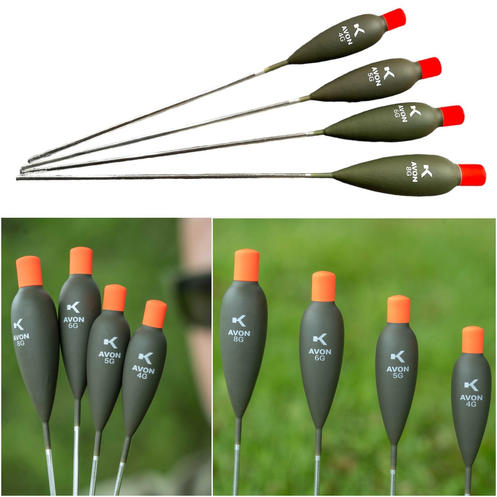 KORUM GLIDE AVON ULTIMATE BIG FISH FLOATS COMPLETE SET SIZES 4g, 5g, 6g ...