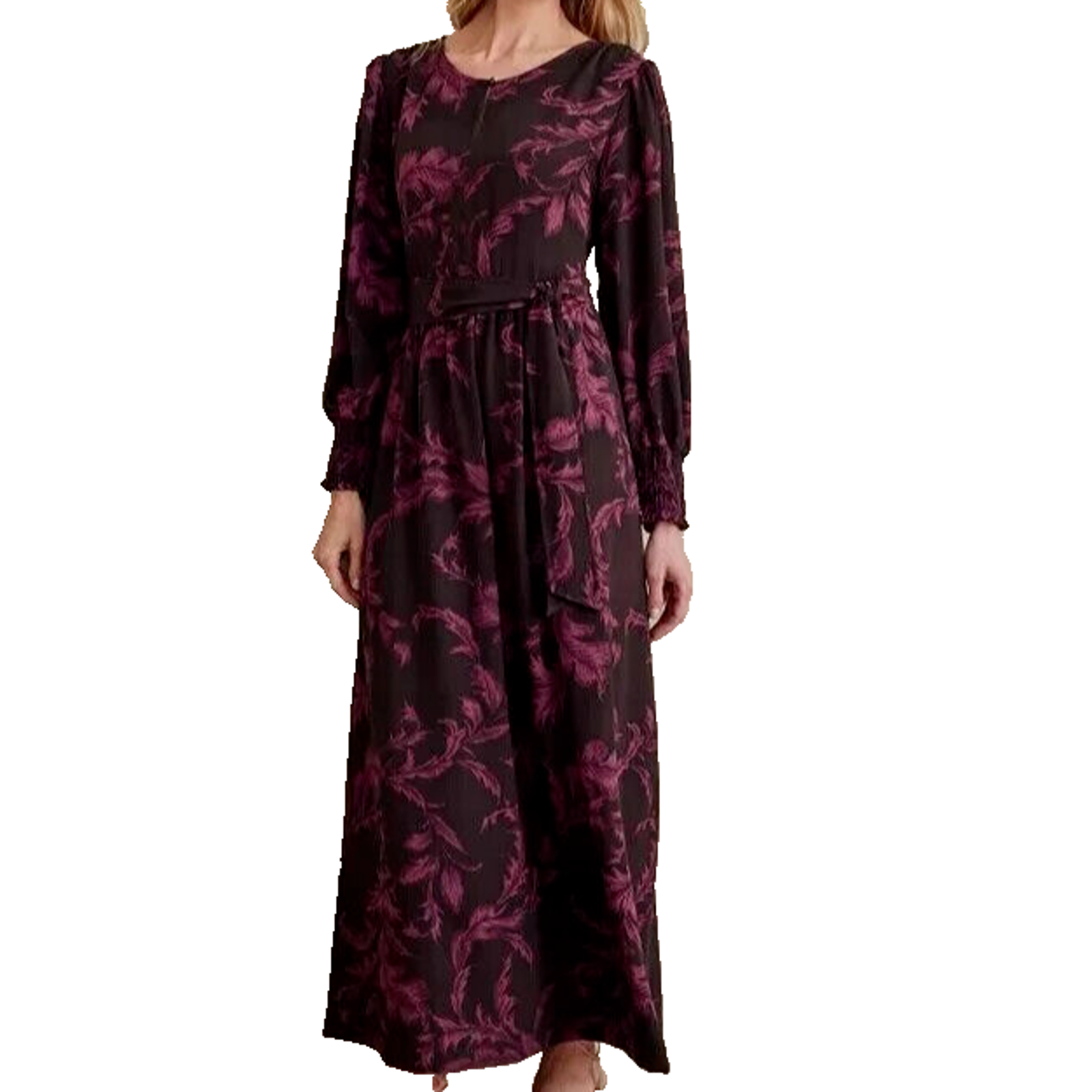 Soft Surroundings Women's Dianthe Belted Maxi Dress in Purple Botanical ...