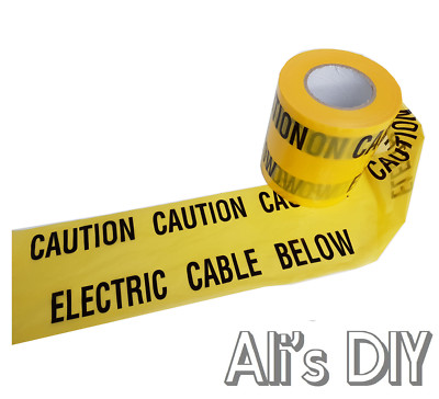 Caution Electric Cable Below Under Ground Safety Tape Black Yellow ...