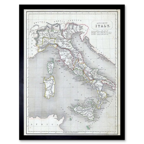 1845 Chambers Map Ancient Italy 12X16 Inch Framed Art Print | eBay